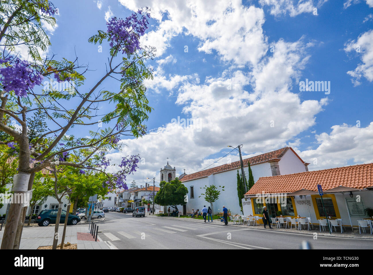 Azeitao, Portugal - June 7, 2019: General street view of historic ...