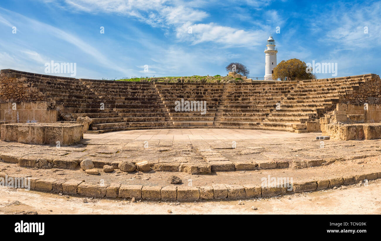 Ancient Odeon amphitheatre in Paphos Archaeological Park (Kato Pafos ...