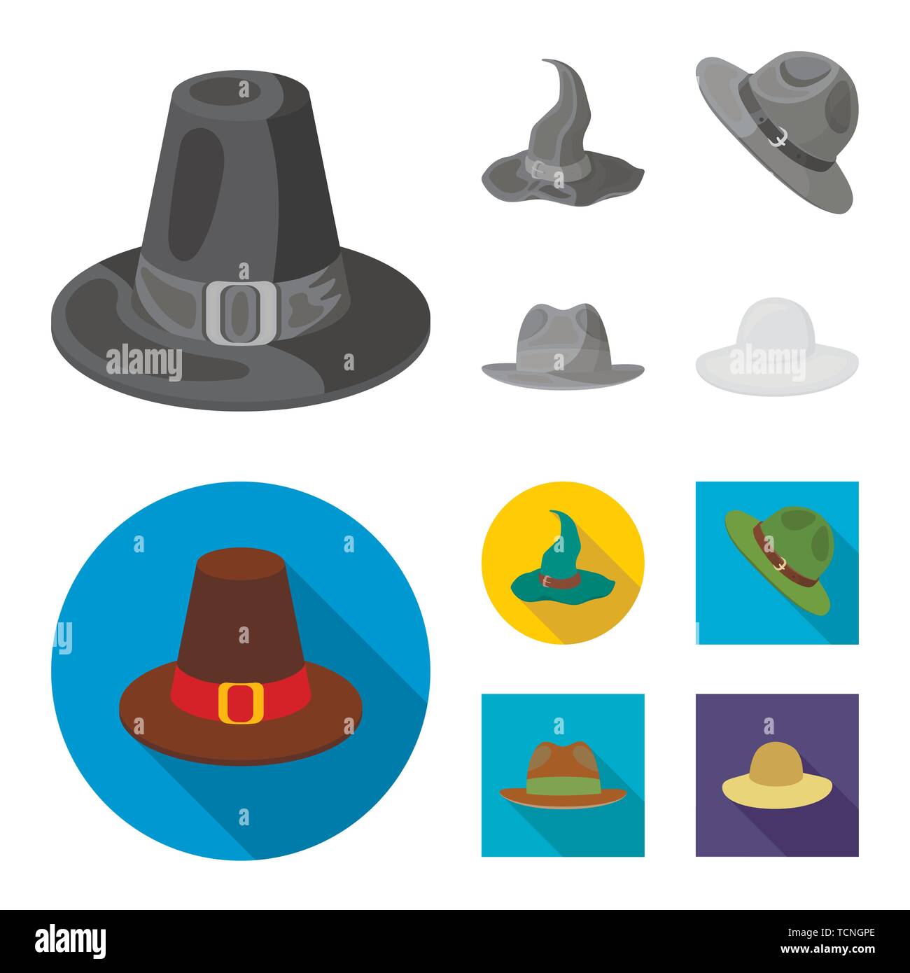 Vector illustration of hat and cap icon. Collection of hat and model ...