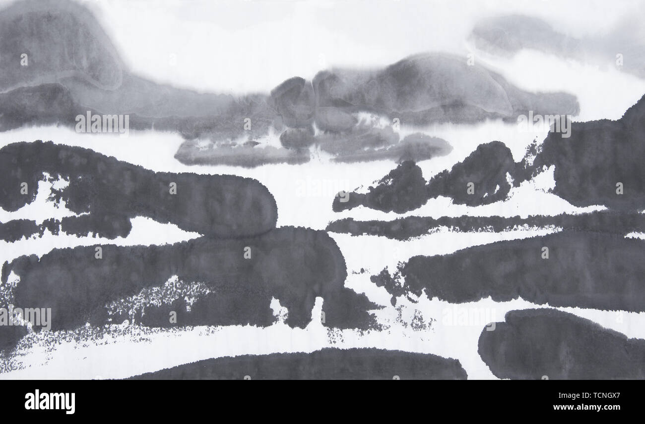 Abstract landscape ink background Stock Photo - Alamy