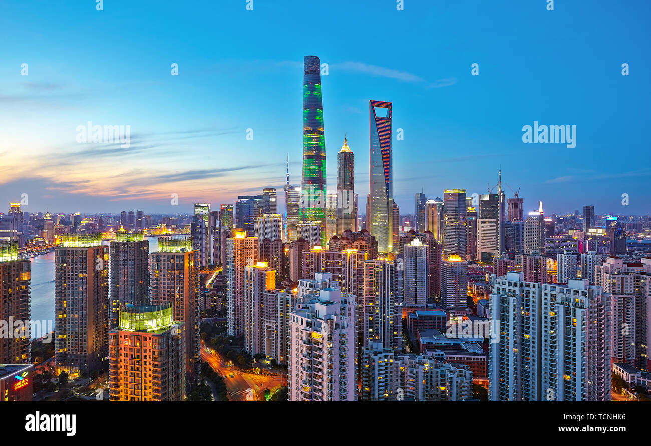 Shanghai city building and residential area and high rise building ...