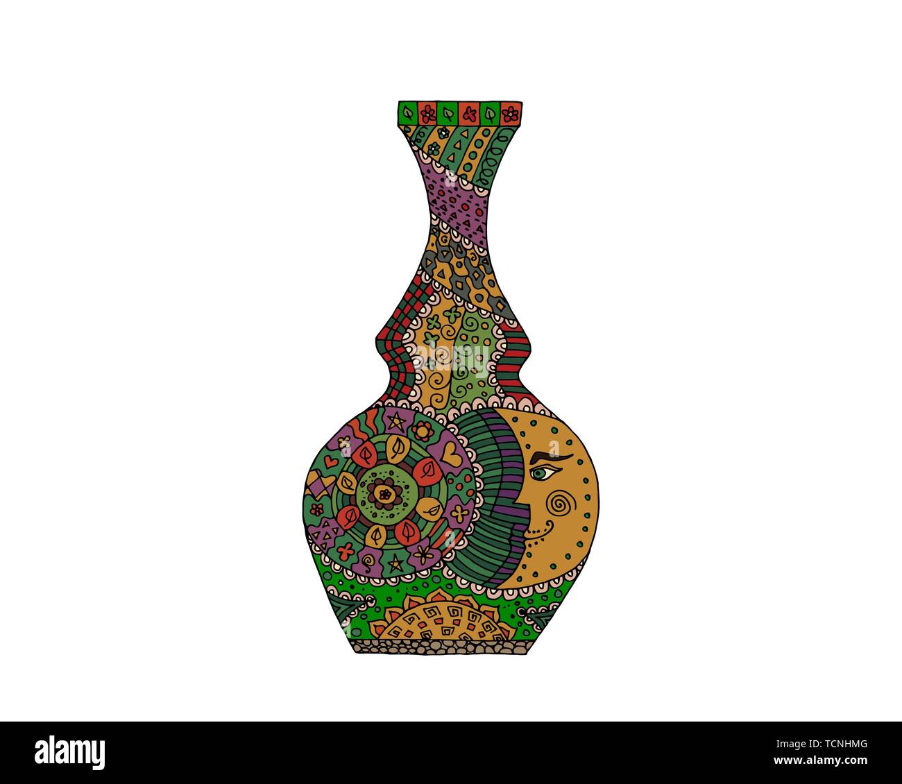 Doodle vase. Vector illustration Handmade pattern. Vintage ceramics ...