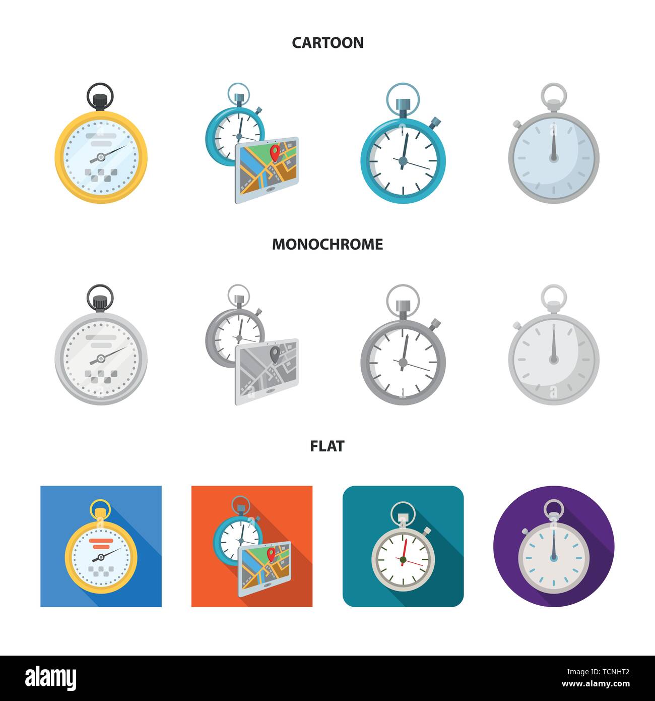 Vector design of stopwatch and watch sign. Collection of stopwatch and ...