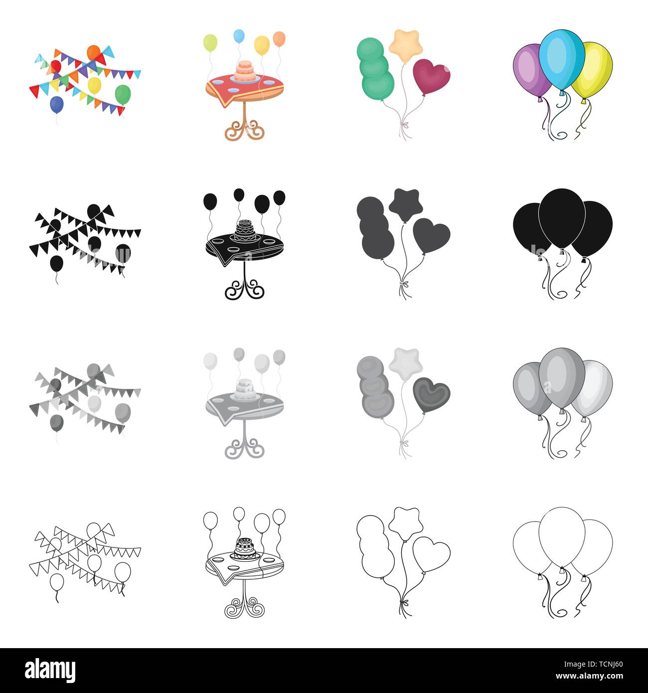 Vector illustration of happy and fun symbol. Set of happy and balloon ...