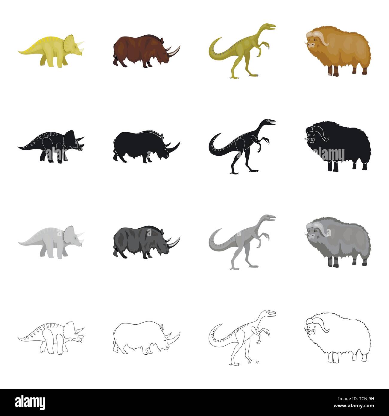 Isolated object of animal and character symbol. Set of animal and ...