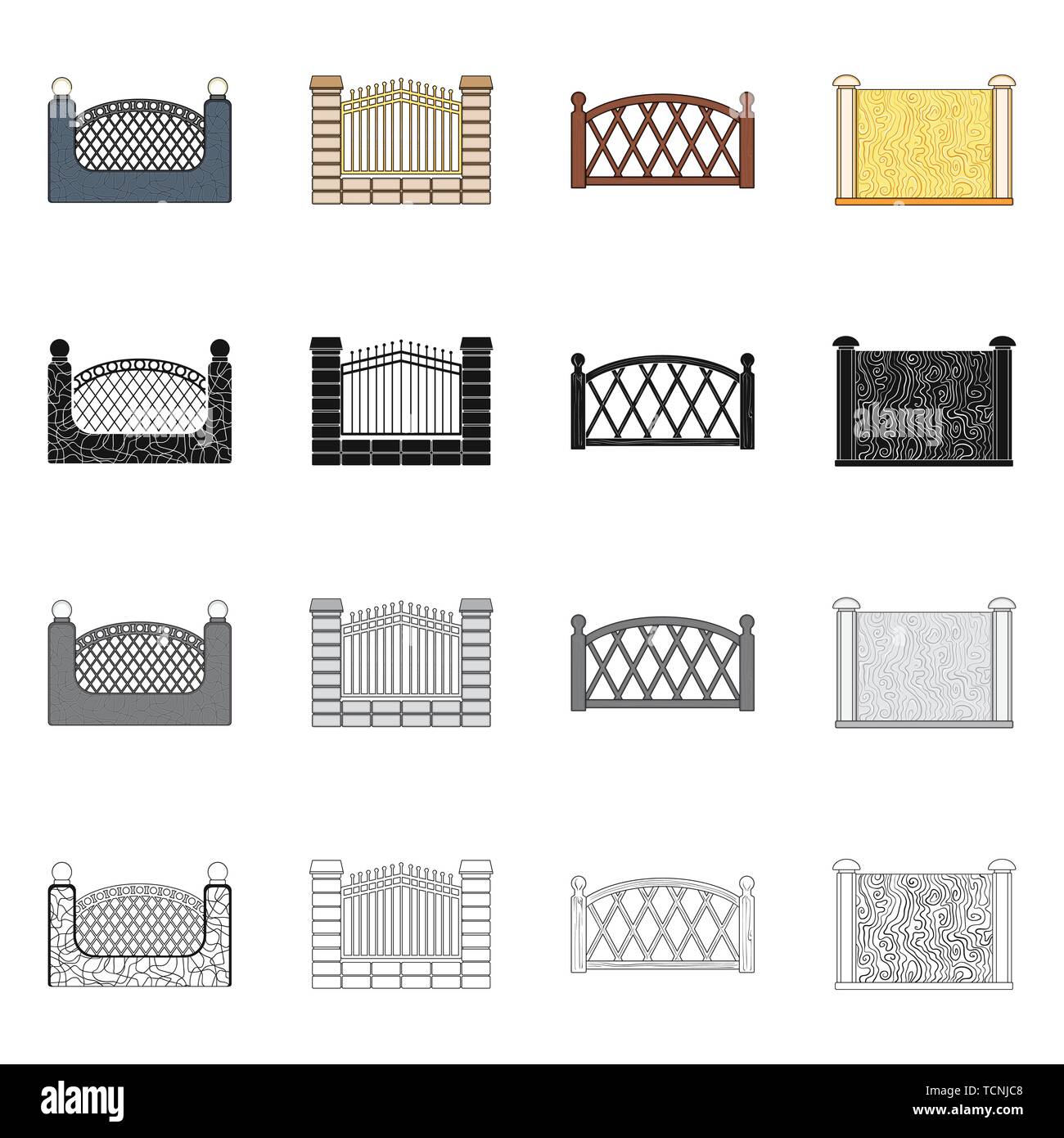 Isolated object of gate and fence sign. Collection of gate and wall ...