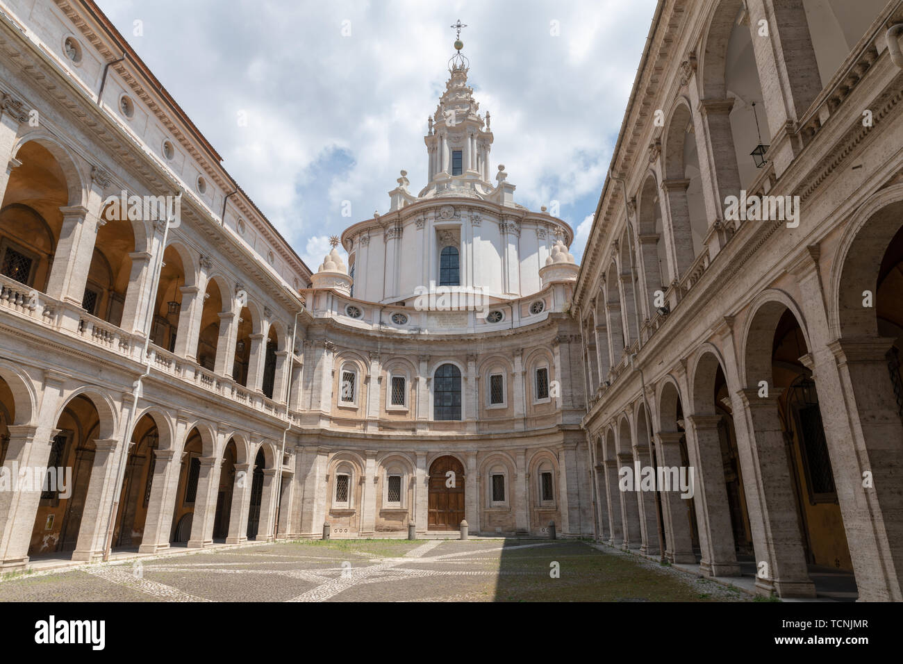 Rome, Italy - June 21, 2018: Panoramic view of exterior of Sant'Ivo ...