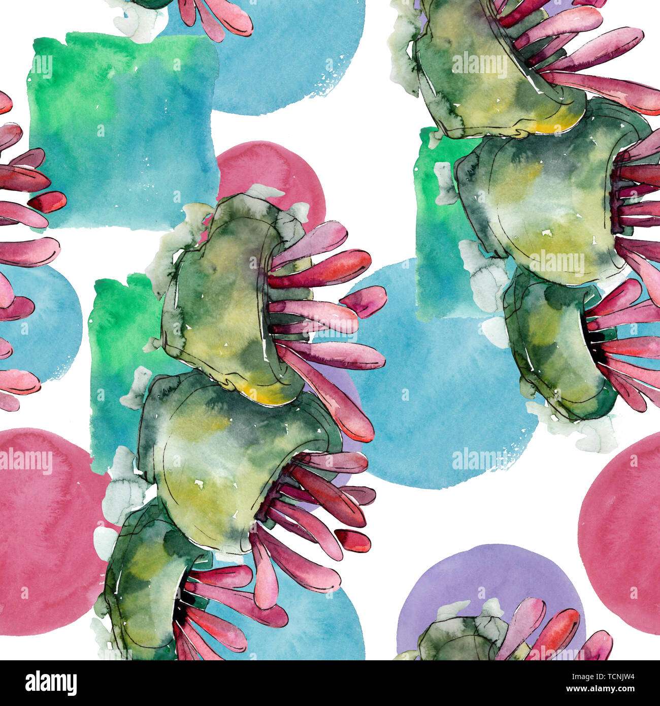 Colorful aquatic underwater nature coral reef. Watercolor illustration ...