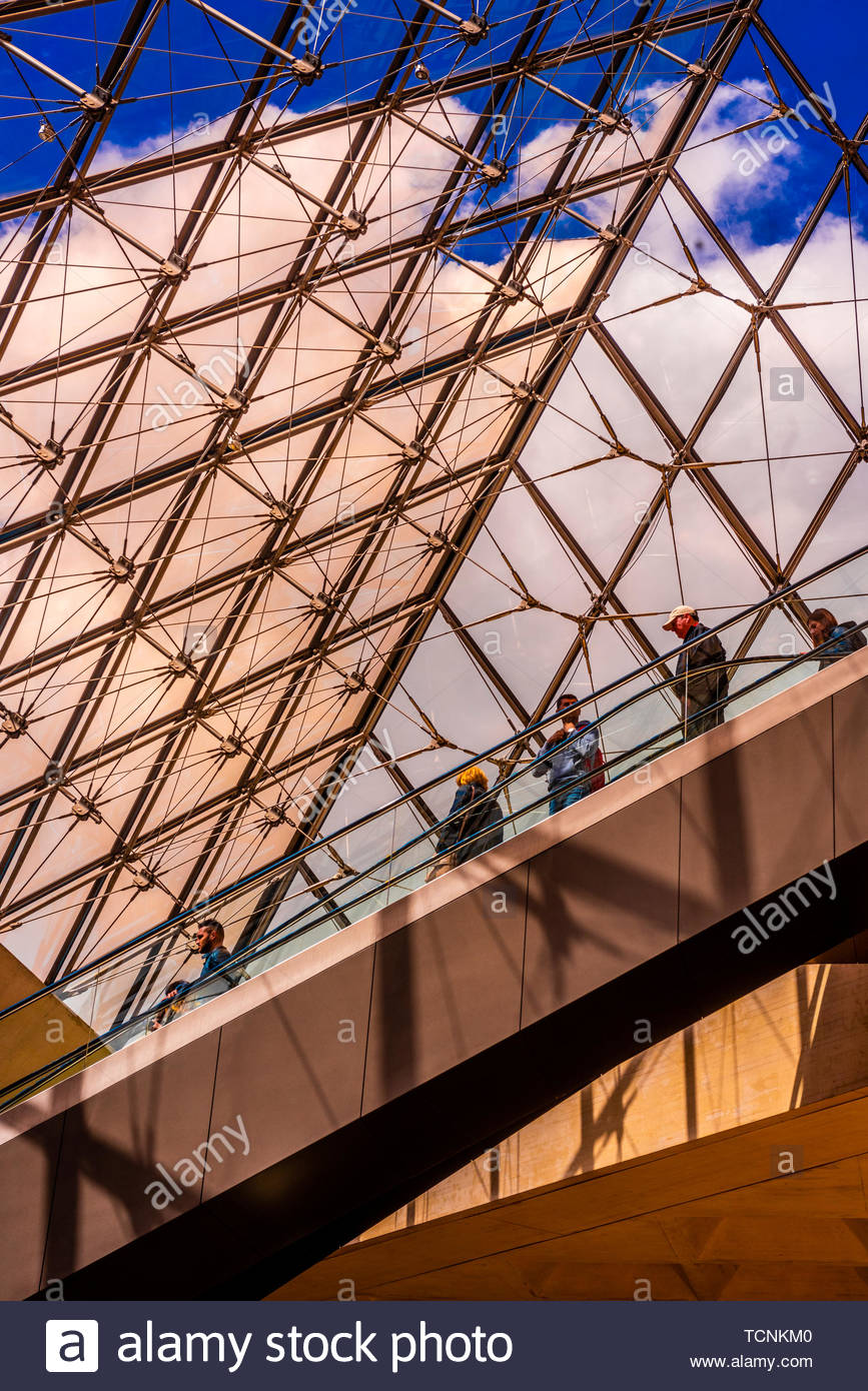 Inside Glass Pyramid Louvre Museum Stock Photos & Inside Glass Pyramid ...