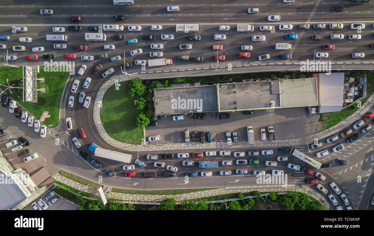 Drones Eye View - car top view, transportation concept Stock Photo - Alamy