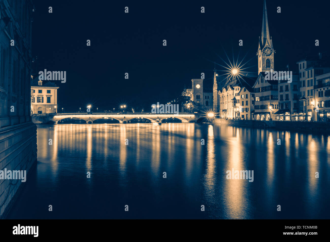 Zurich night aerial hi-res stock photography and images - Alamy