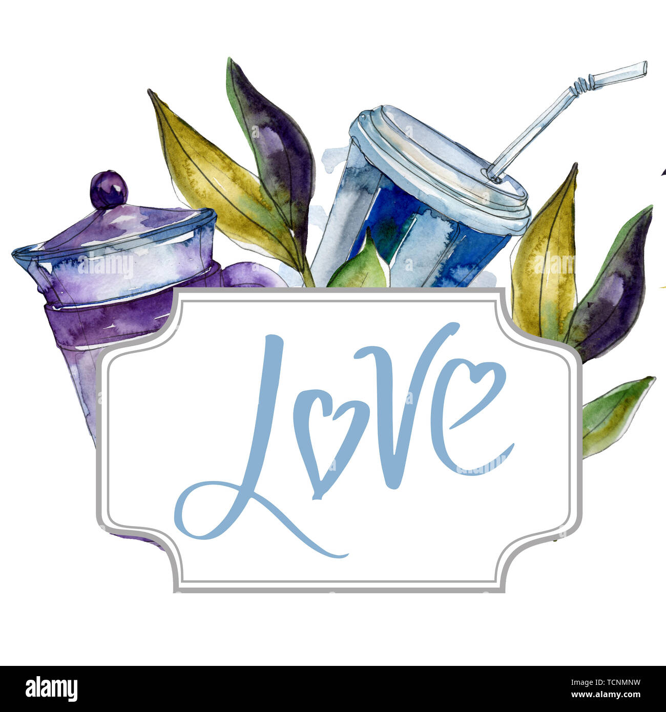 Fresh and cold soft drinks. Watercolor background illustration set ...