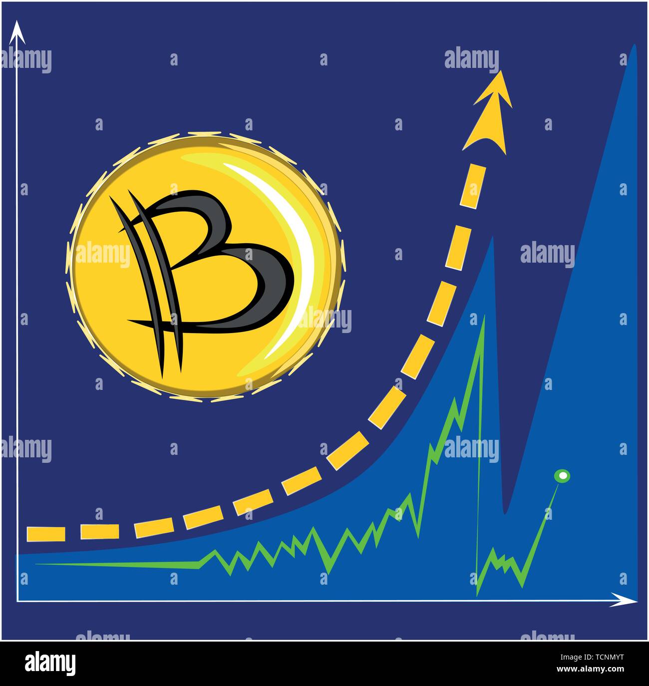 Bitcoin rapid growth on cryptocurrency exchanges - vector graphics ...