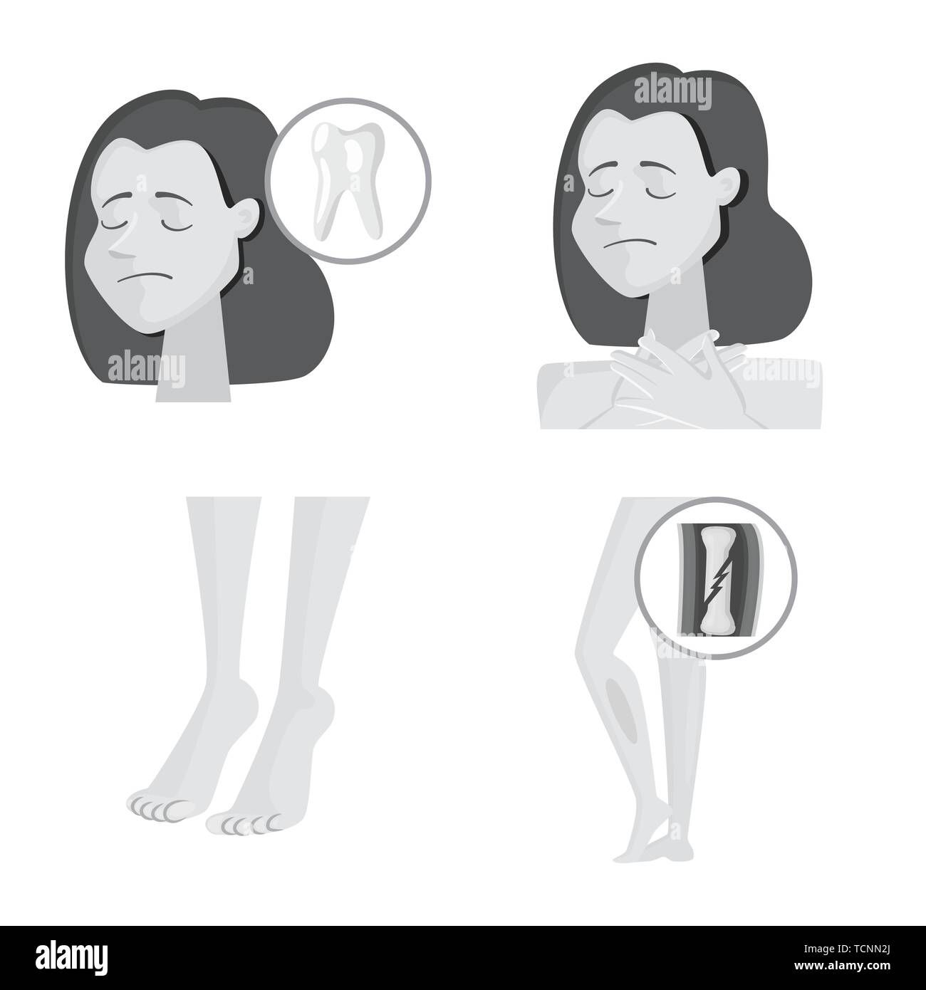 Vector design of suffering and injury icon. Collection of suffering and ...