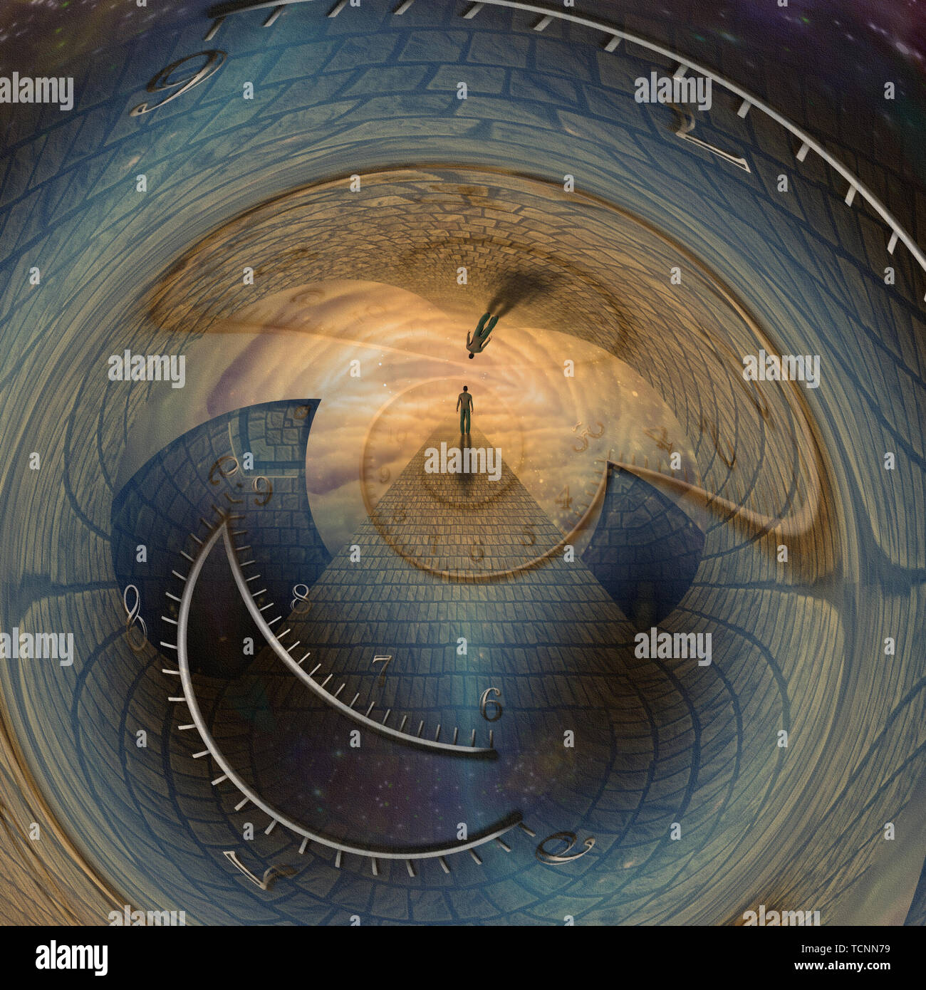 Man journeys through doorway of time Stock Photo - Alamy