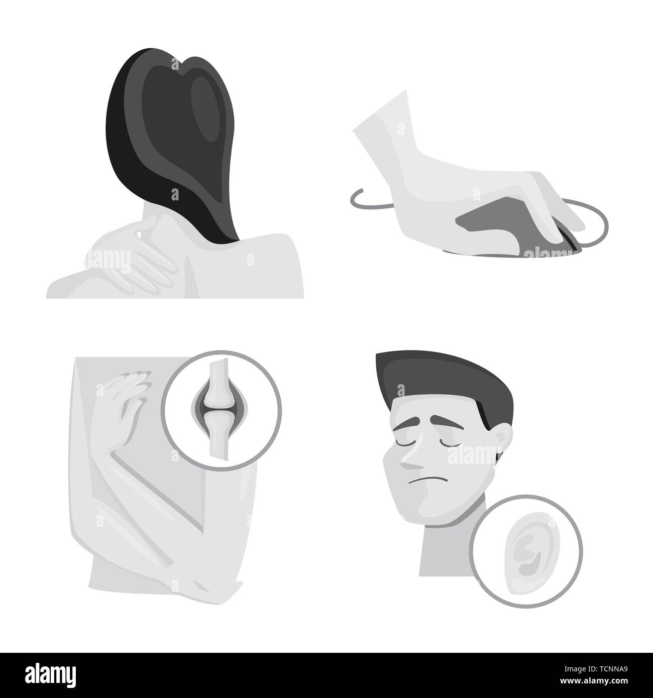 Vector design of suffering and injury icon. Set of suffering and damage ...