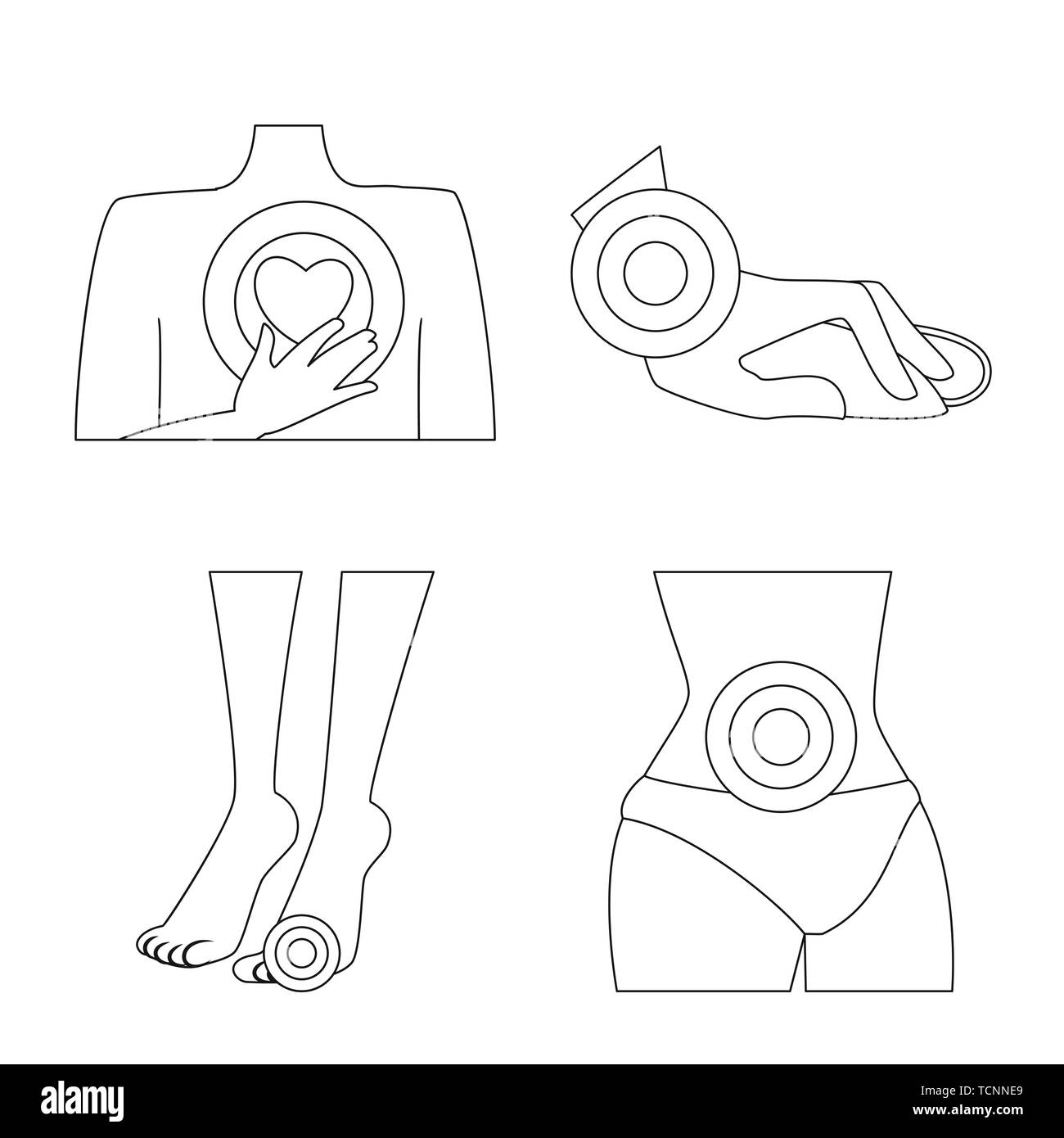 Vector illustration of bone and inflammation symbol. Collection of bone ...