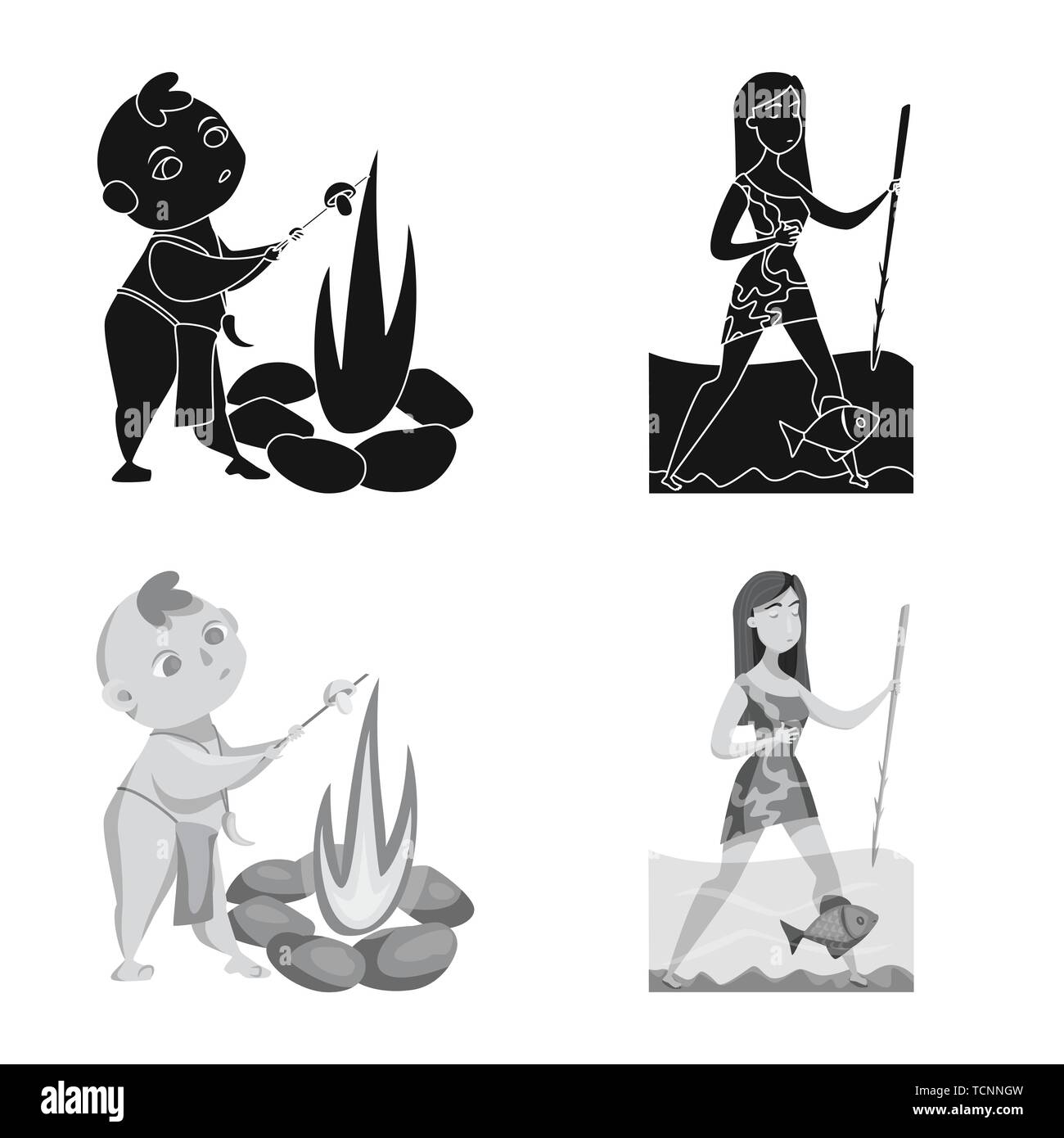 Vector illustration of evolution and prehistory symbol. Collection of ...