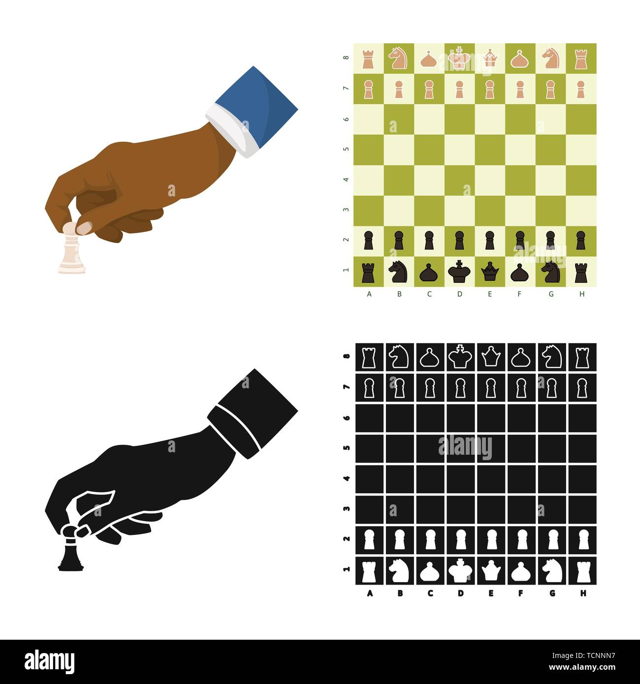 Vector illustration of checkmate and thin sign. Set of checkmate and ...
