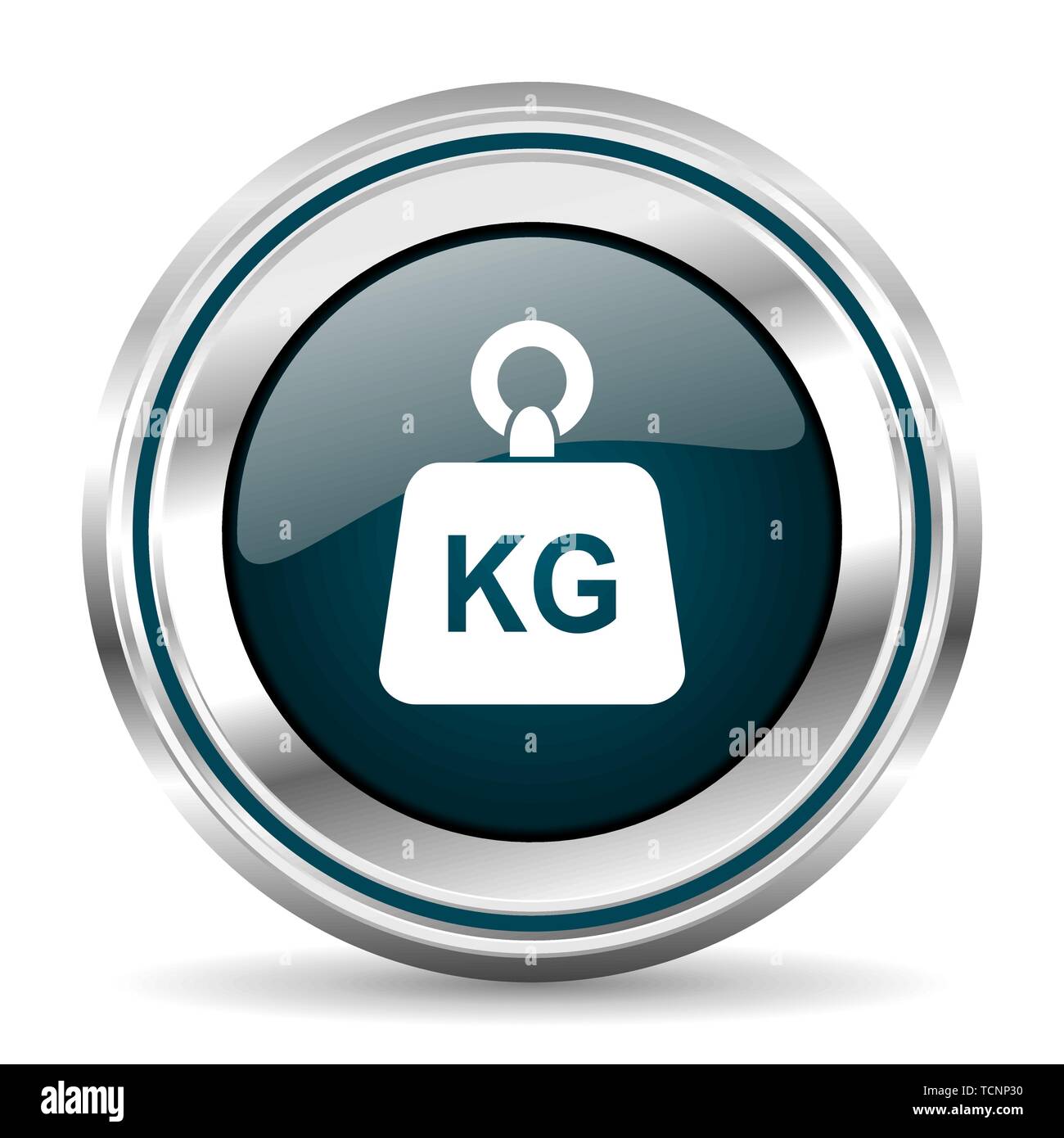 Weight, kg, kilogram vector icon. Chrome border round web button ...