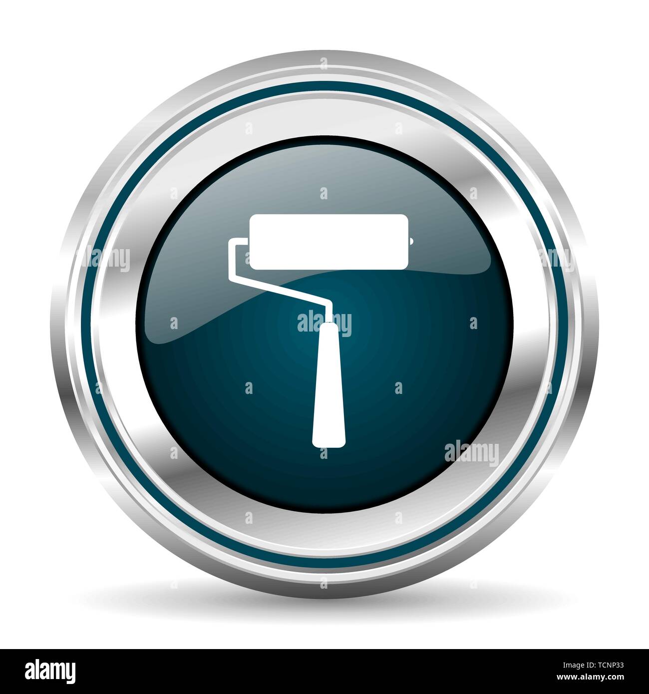 Roll painter, roller vector icon. Chrome border round web button ...