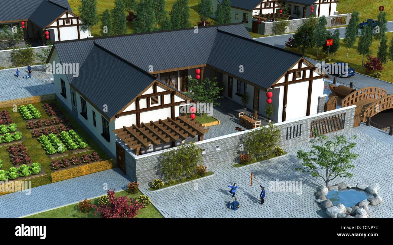 New Chinese country house Stock Photo - Alamy