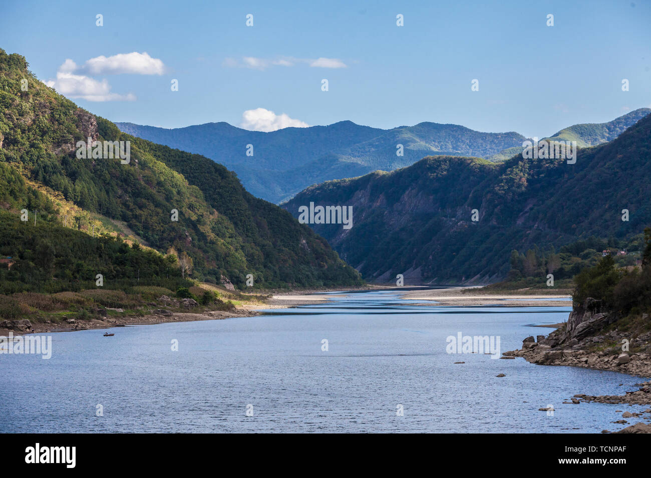 Landscape and landscape scenery of the Yalu River in Ji'an, Jilin ...