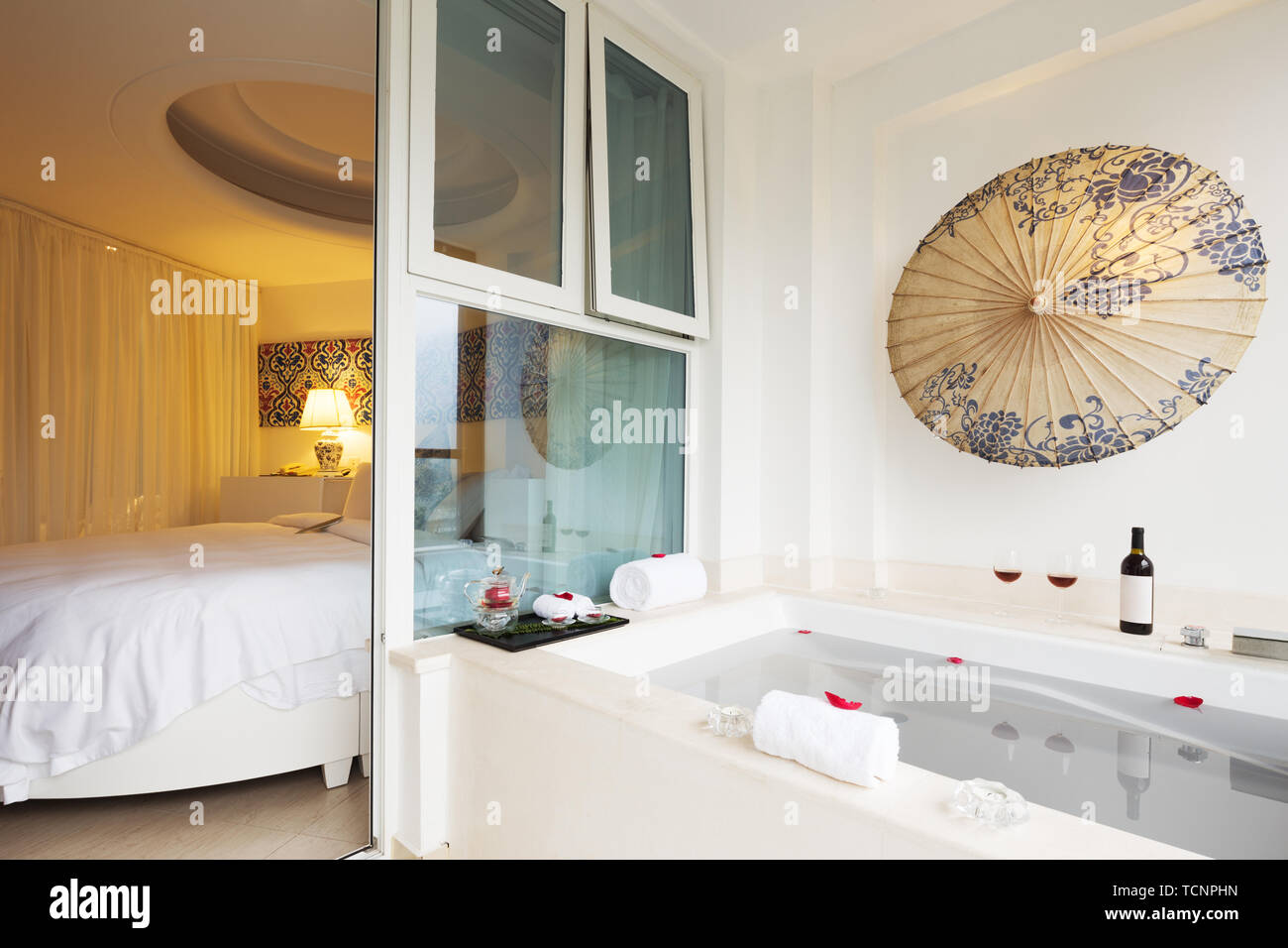 Interior of modern photography with bath tub Stock Photo - Alamy