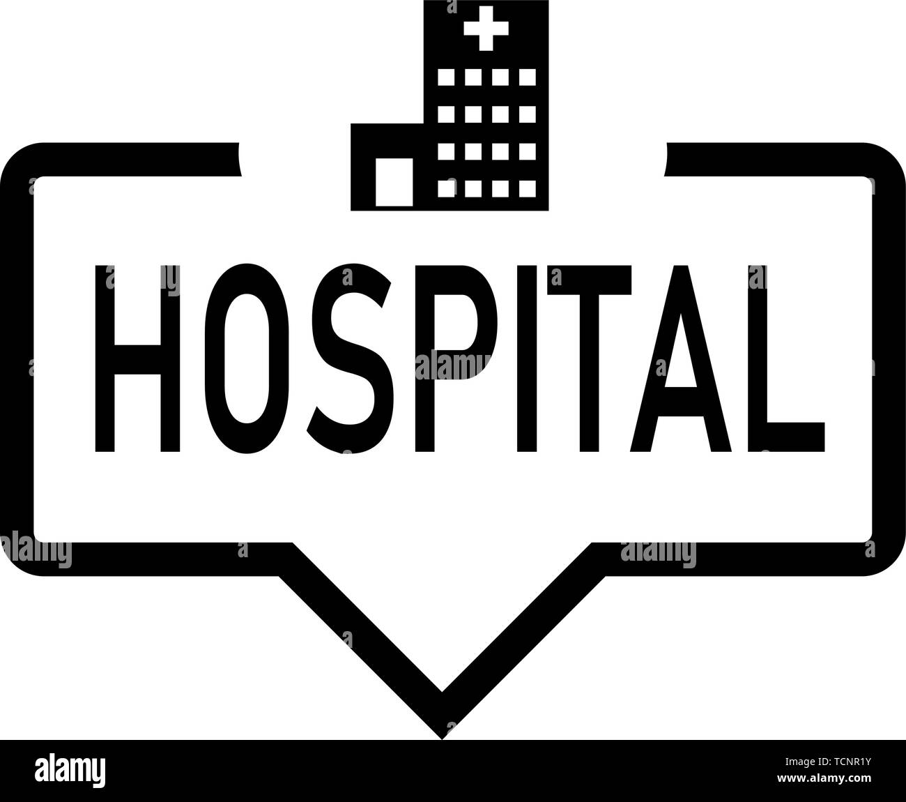 Hospital building in speech bubble. Vector illustration Stock Vector ...