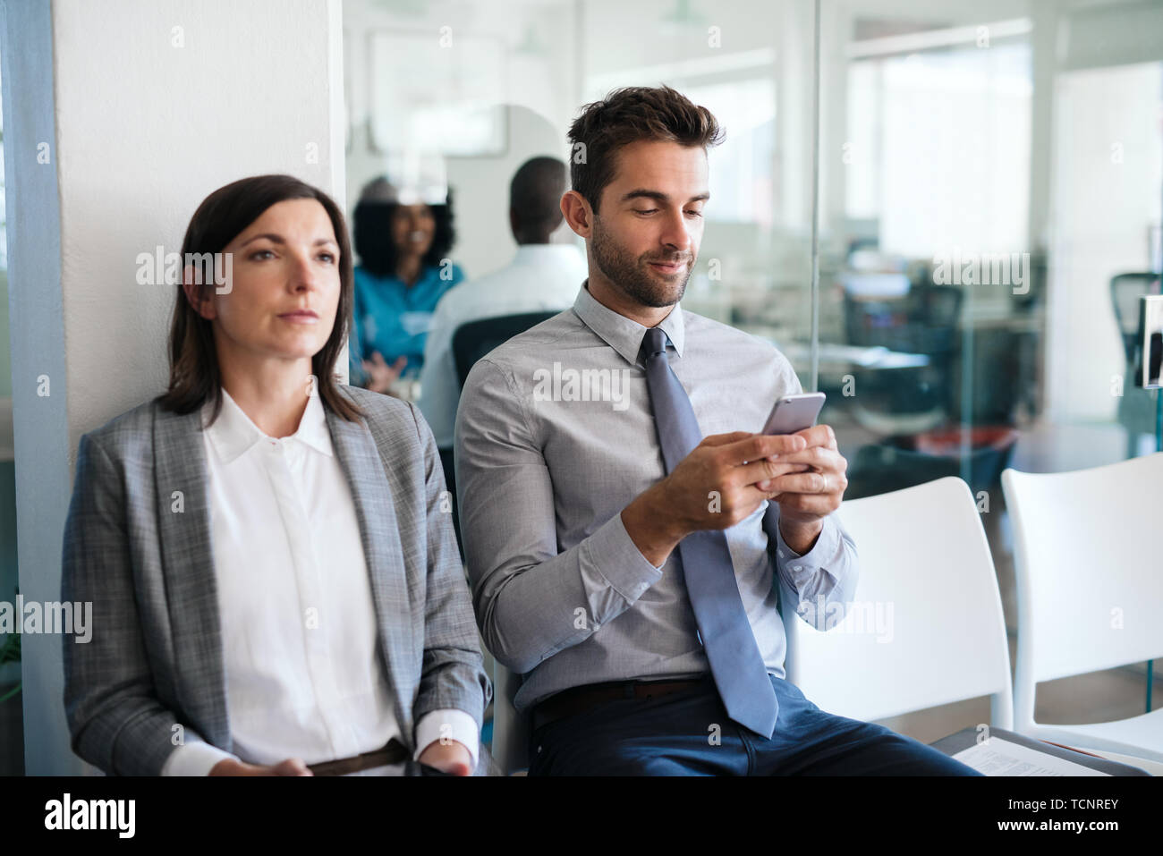 Job interview waiting man woman hi-res stock photography and images - Alamy