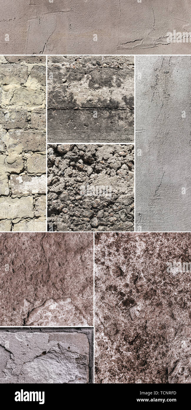 set abstract backgrounds of concrete texture closeup Stock Photo - Alamy