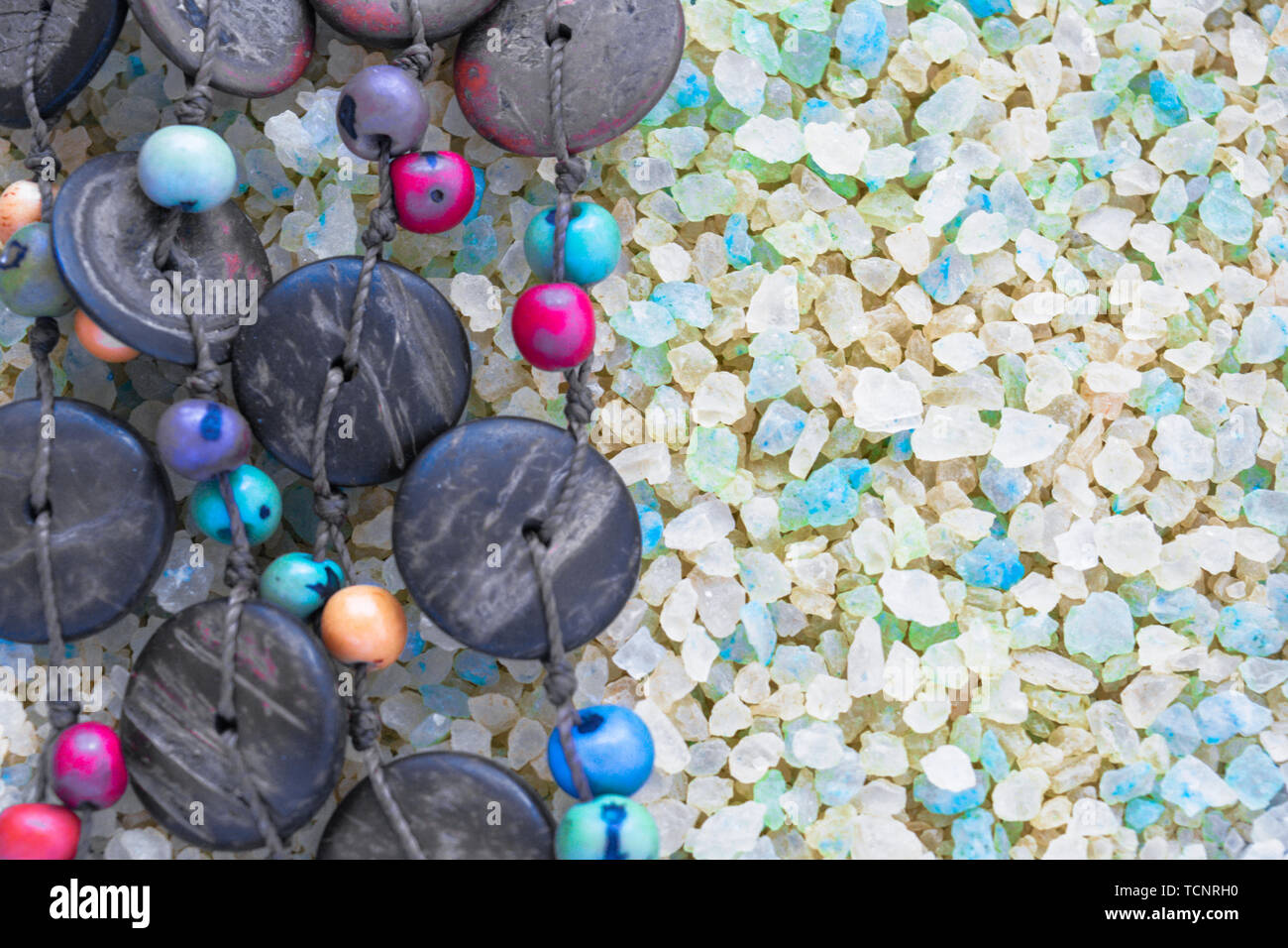 Colorful Beads from Coconut and Acai Berry on Crystals of Aromatic Bath ...