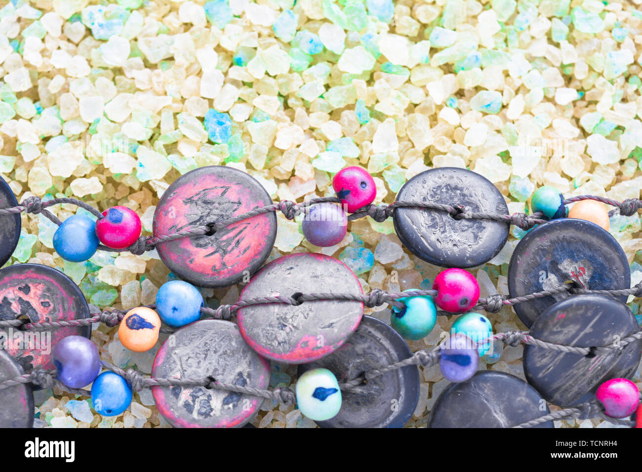 Colorful Beads from Coconut and Acai Berry on Crystals of Aromatic Bath ...