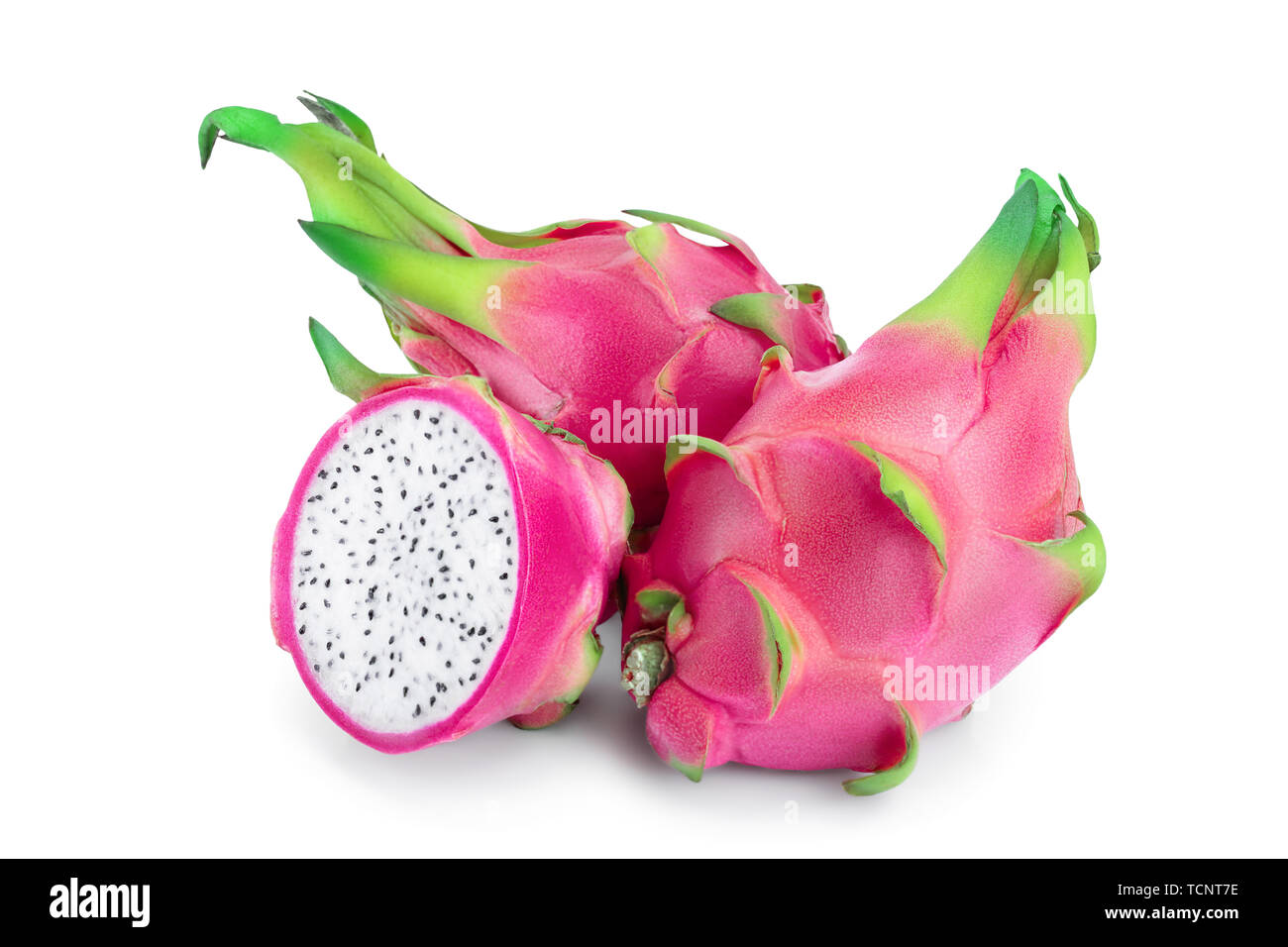 Ripe Dragon fruit, Pitaya or Pitahaya isolated on white background ...