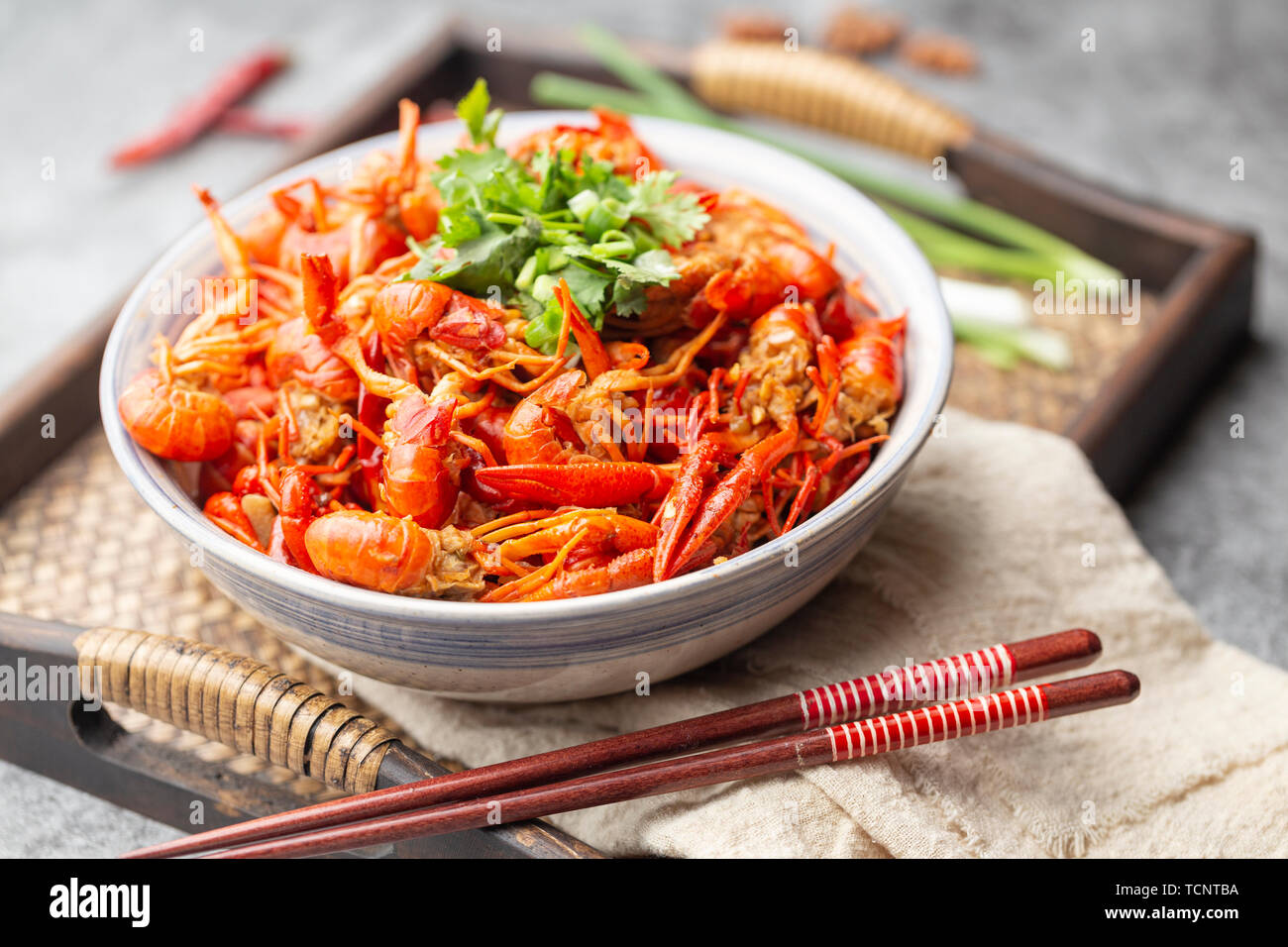 Spicy crayfish snacks Stock Photo - Alamy