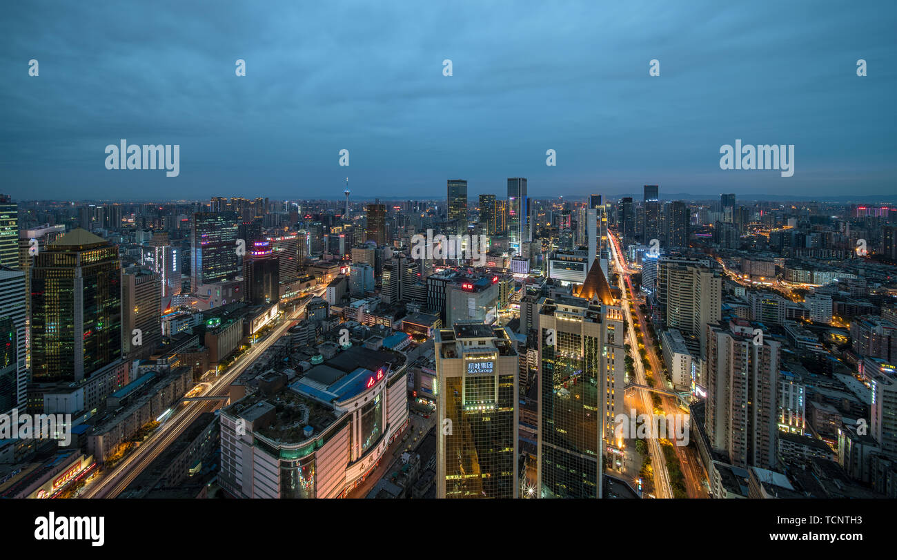 Chengdu city skyline night view Stock Photo - Alamy