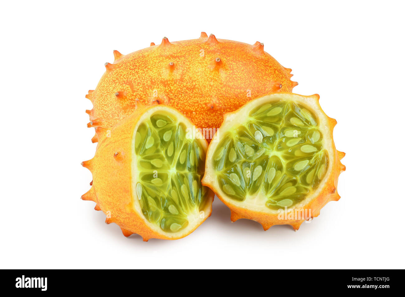 Kiwano or horned melon isolated on white background Stock Photo - Alamy
