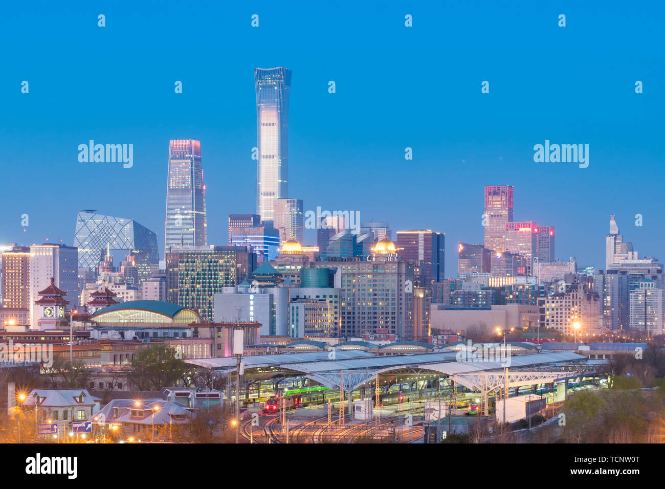 Modern city developed and bustling business district hi-res stock ...