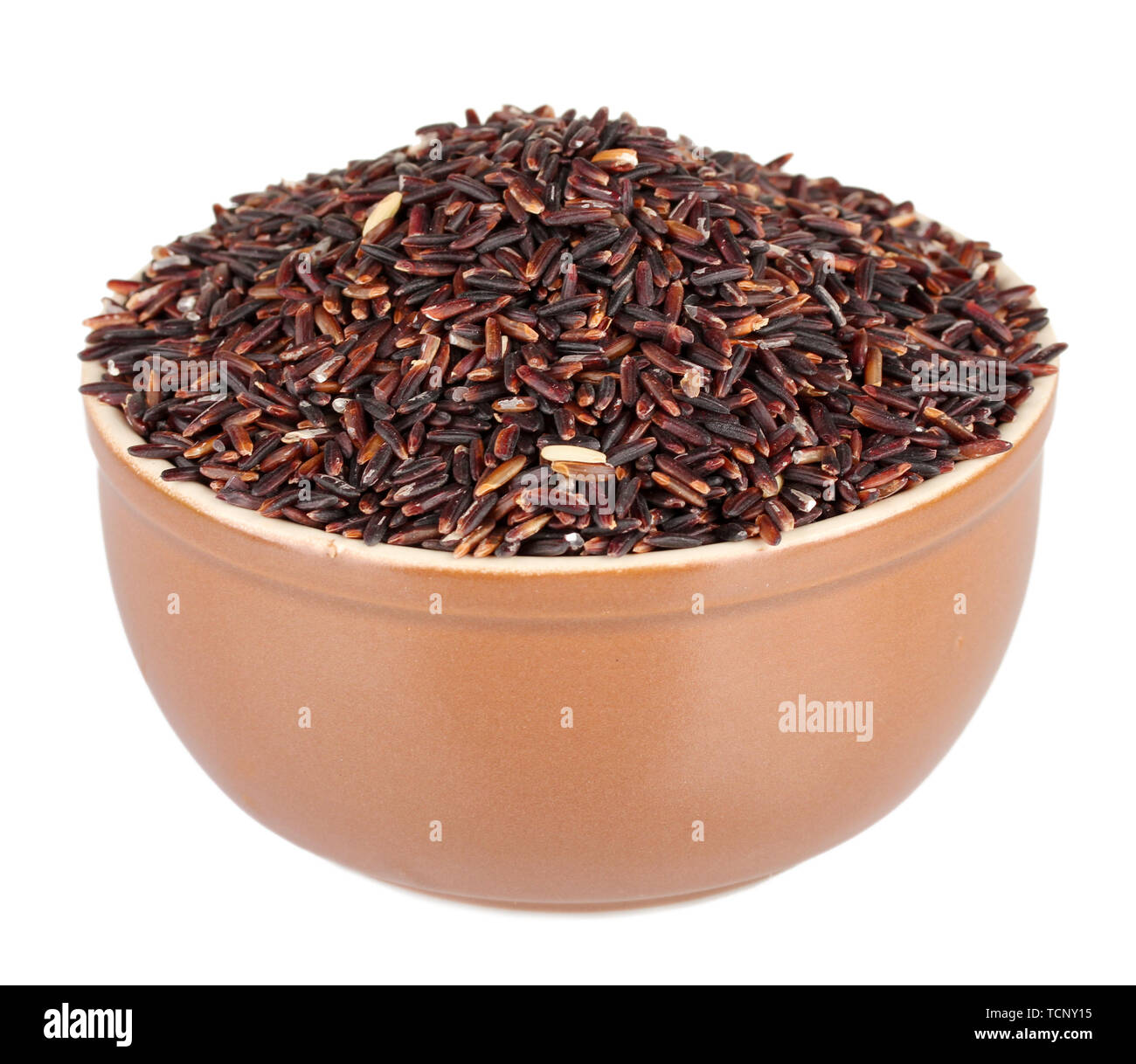 black rice in a brown plate , isolated on white Stock Photo - Alamy