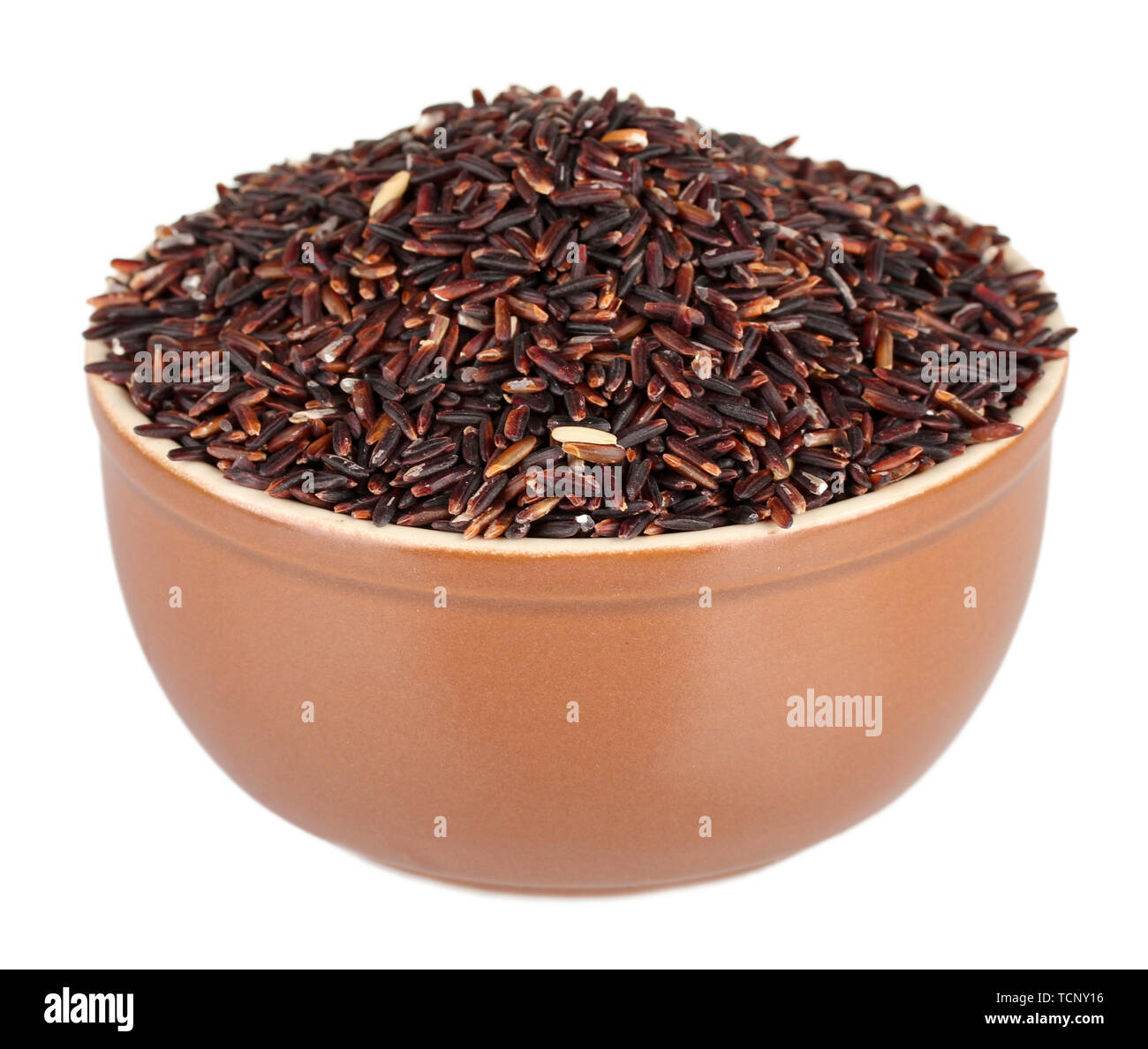 black rice in a brown plate , isolated on white Stock Photo - Alamy