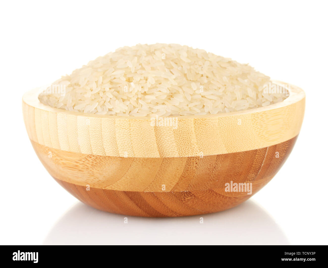 rice in a brown wooden plat, isolated on white Stock Photo - Alamy