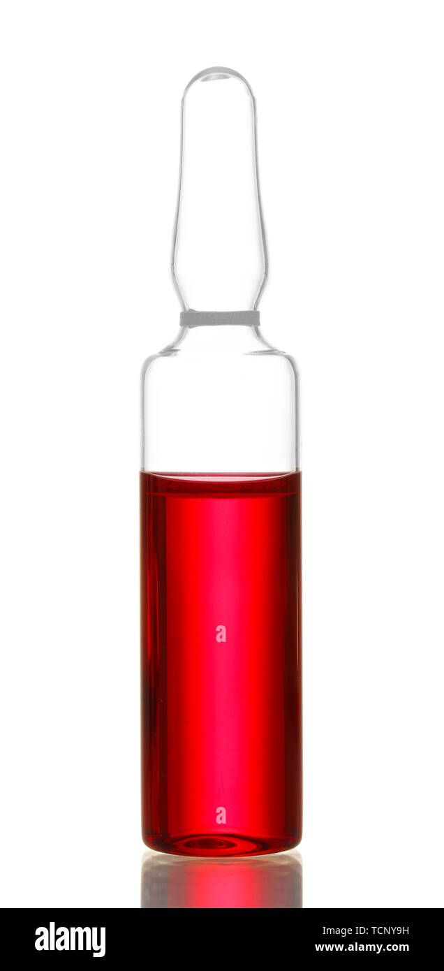 medical ampule with red liquid, isolated on white Stock Photo - Alamy