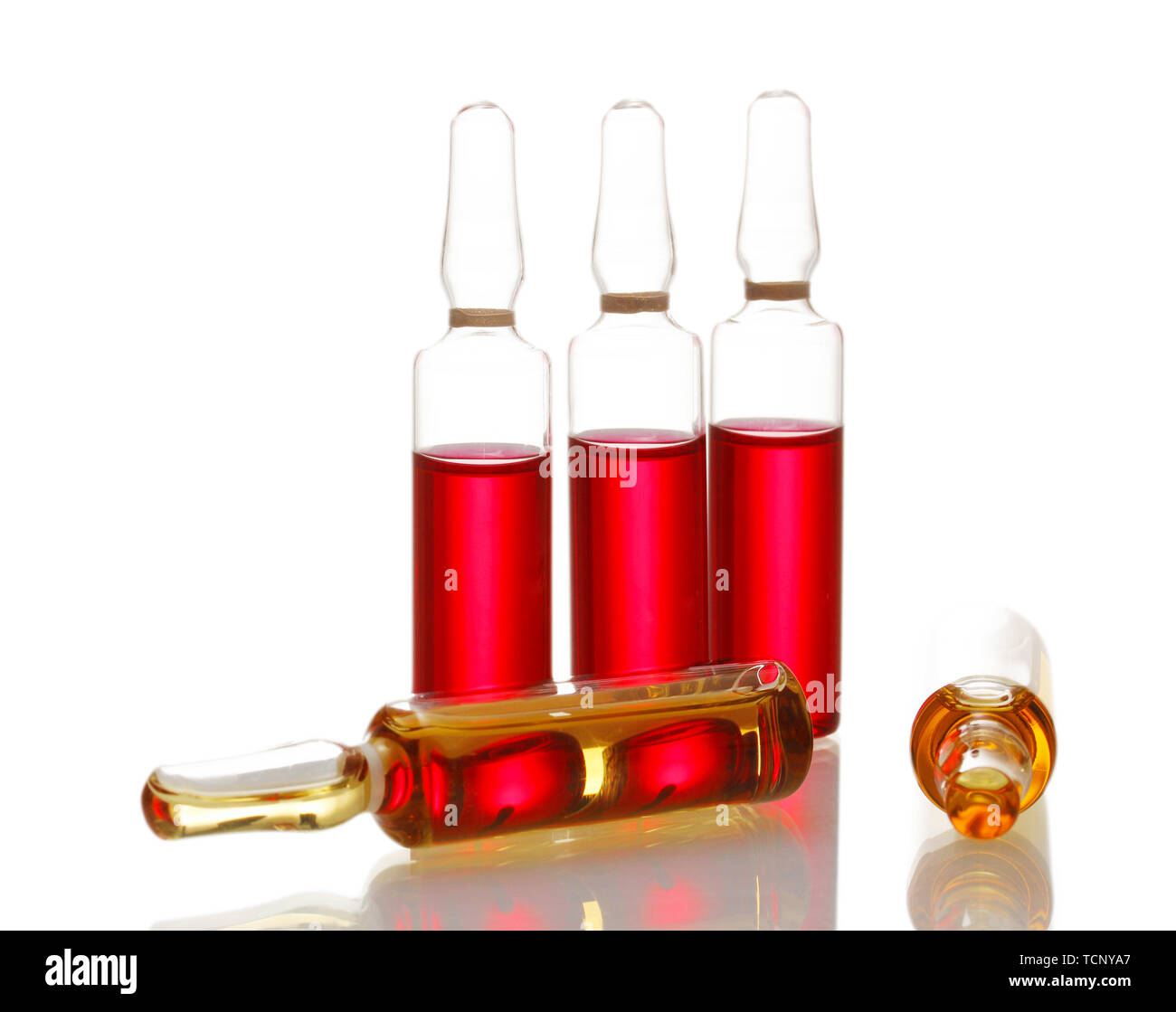medical ampules with bright liquid, isolated on white Stock Photo - Alamy