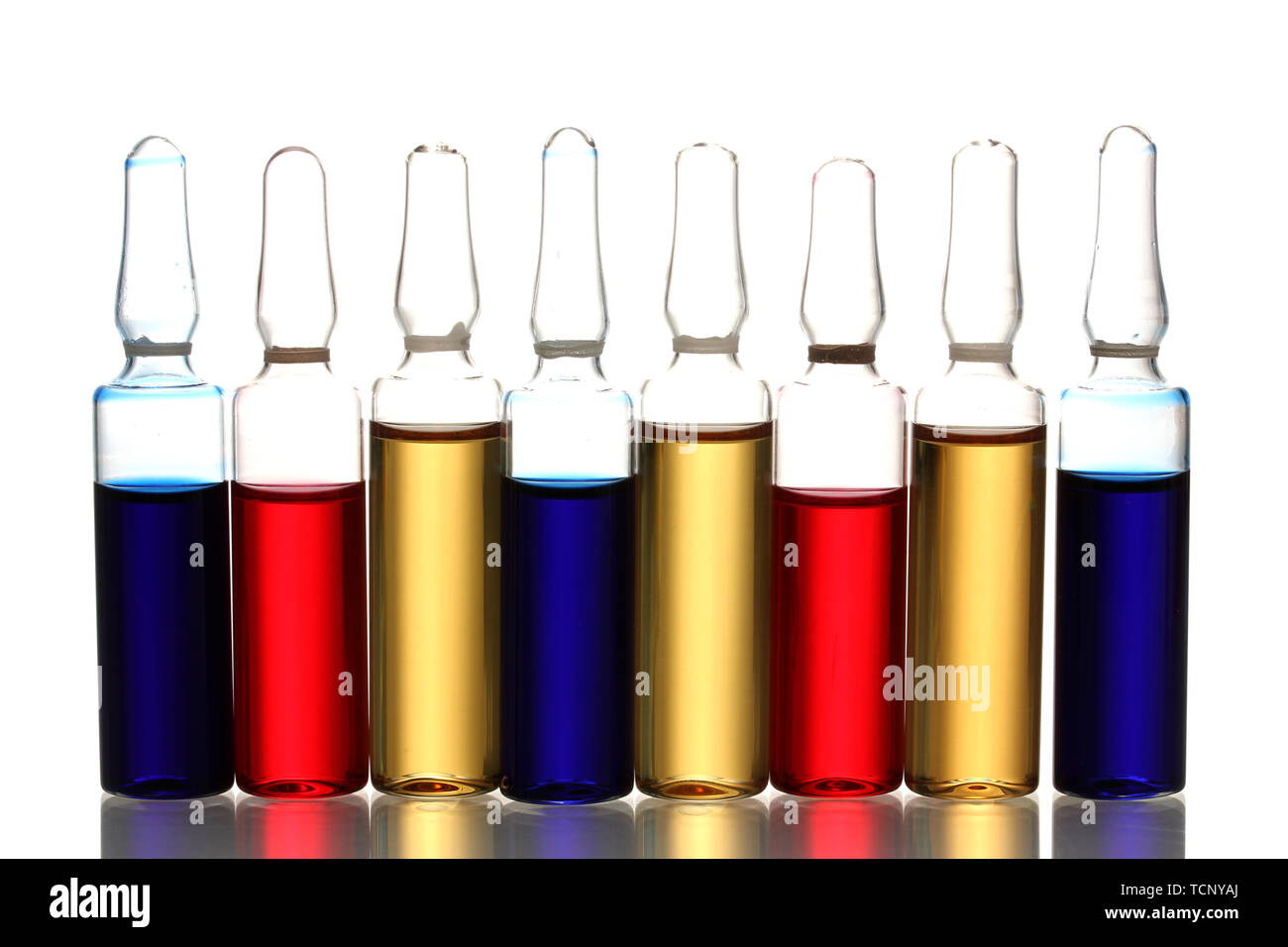 medical ampules with bright liquid, isolated on white Stock Photo - Alamy