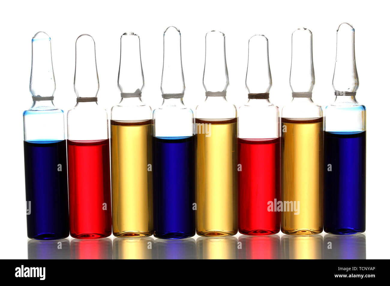 medical ampules with bright liquid, isolated on white Stock Photo - Alamy