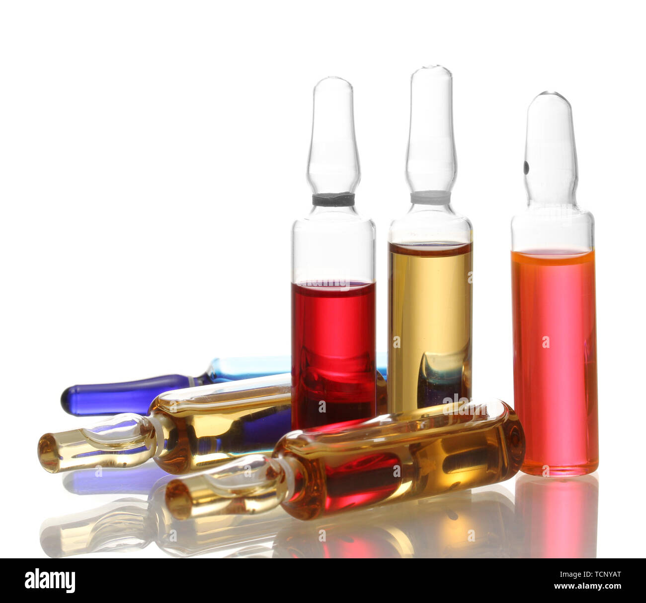 medical ampules with bright liquid, isolated on white Stock Photo - Alamy