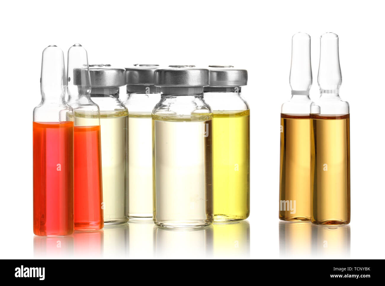 medical ampules with bright liquid, isolated on white Stock Photo - Alamy