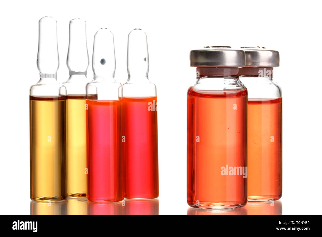 medical ampules with bright liquid, isolated on white Stock Photo - Alamy