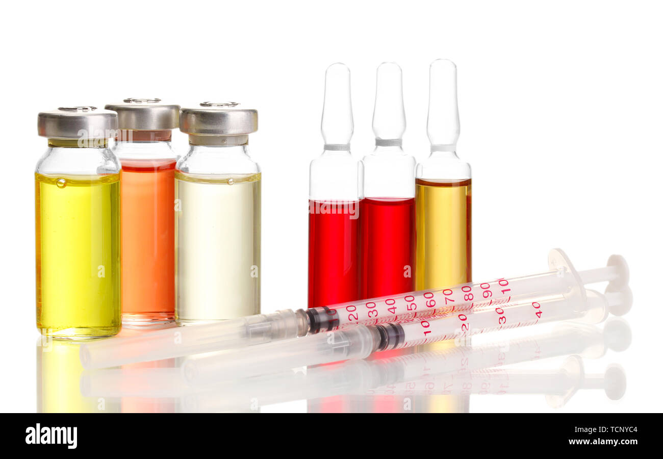 medical ampules and syringes, isolated on white Stock Photo - Alamy