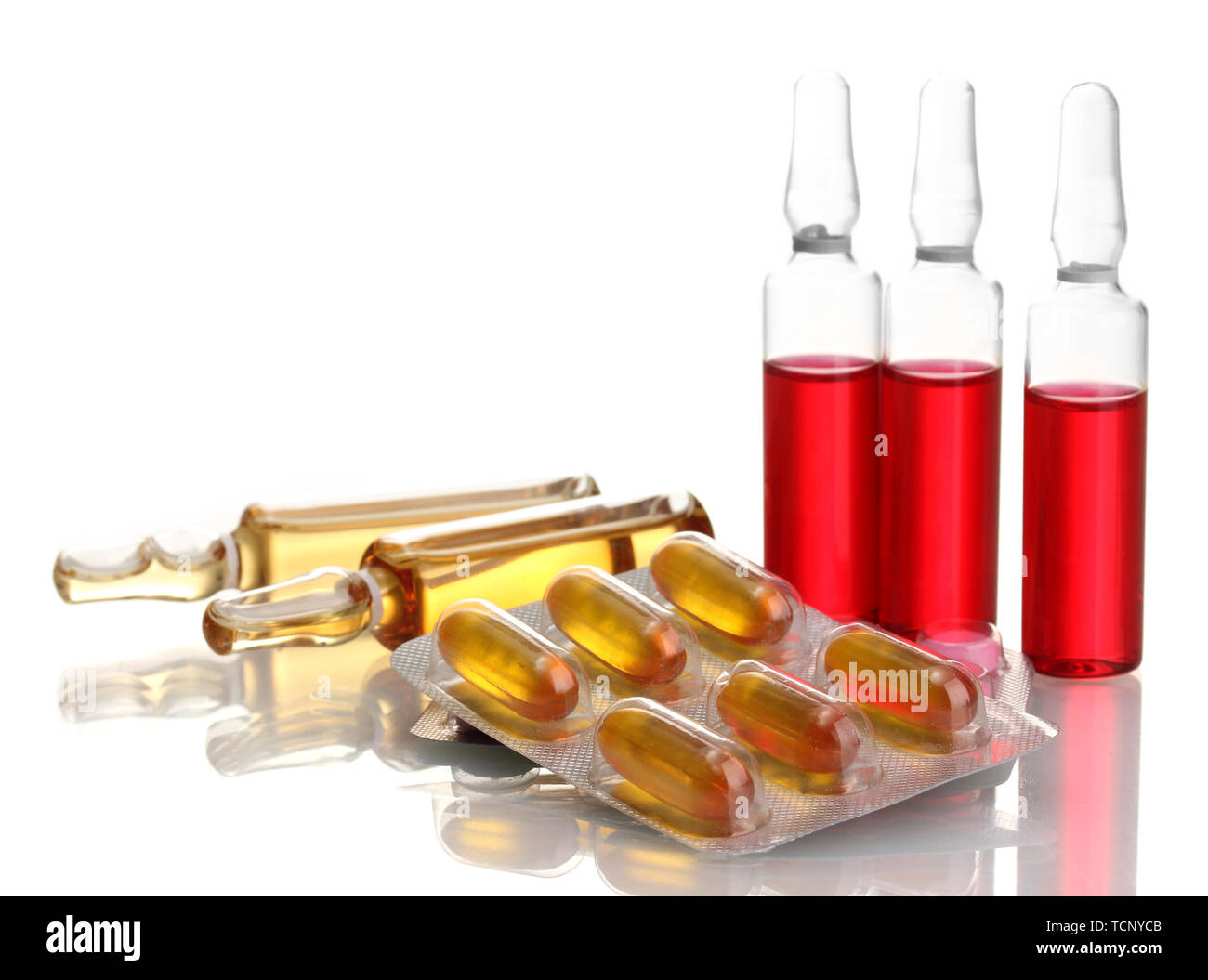 medical ampules, pills and syringes, isolated on white Stock Photo - Alamy